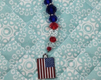 American Flag Star Patriotic Scissor Fob Stitch Beads - Etsy