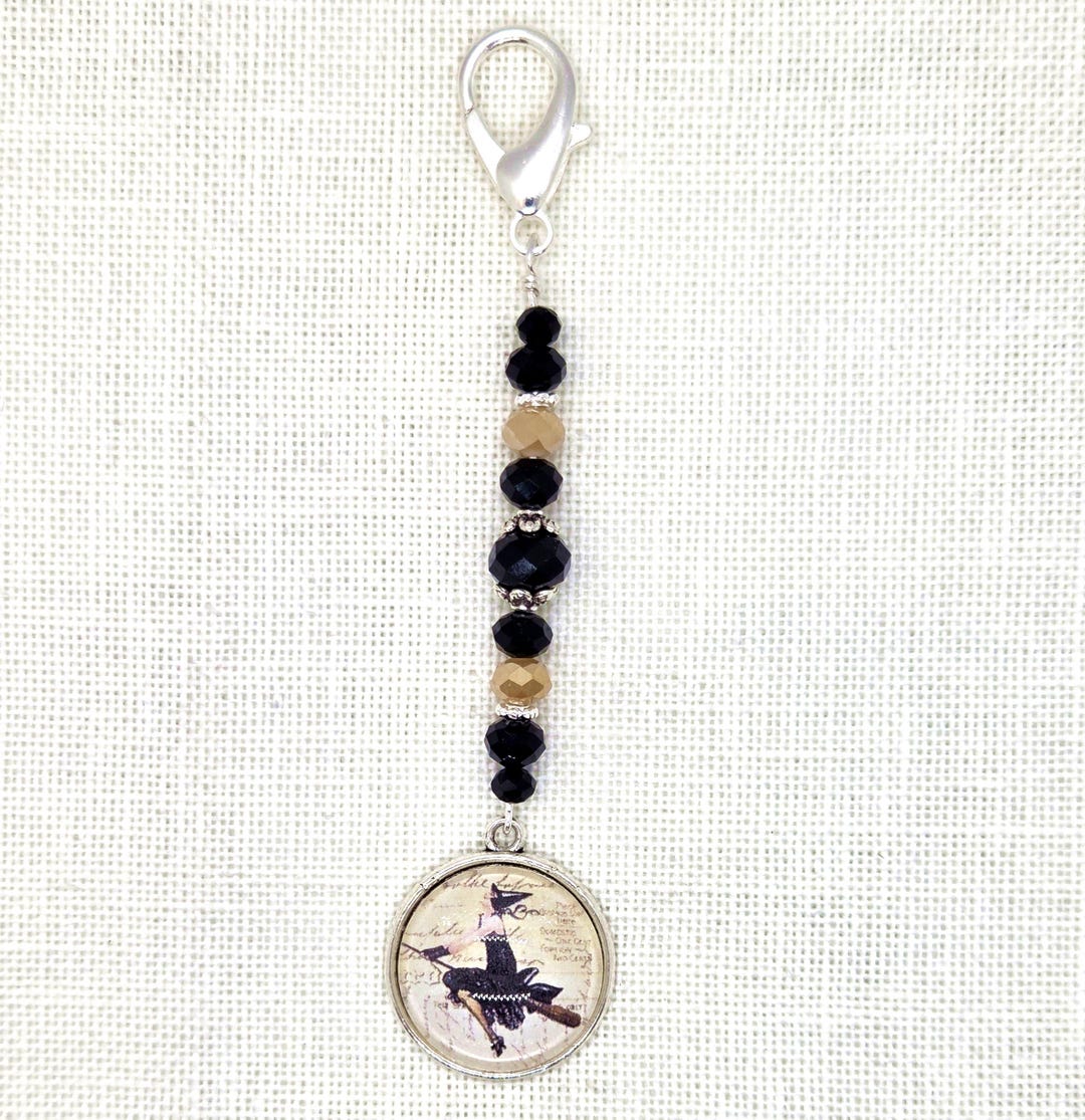 Vintage, Witch, Broom, Halloween, Mini Fob, Zipper Pull, Scissor Fob ...