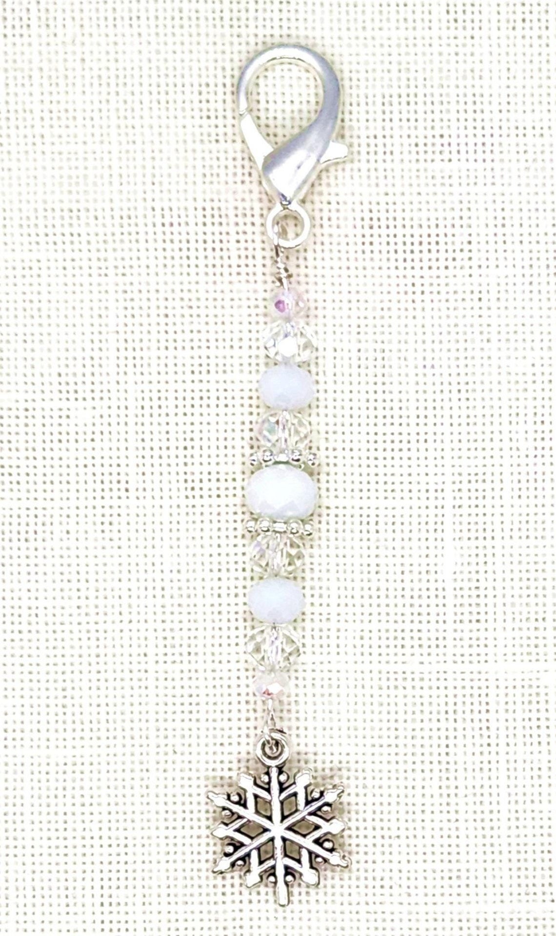 Snowflake, White, Silver, Winter, Mini Fob, Zipper Pull, Bag, Fob ...