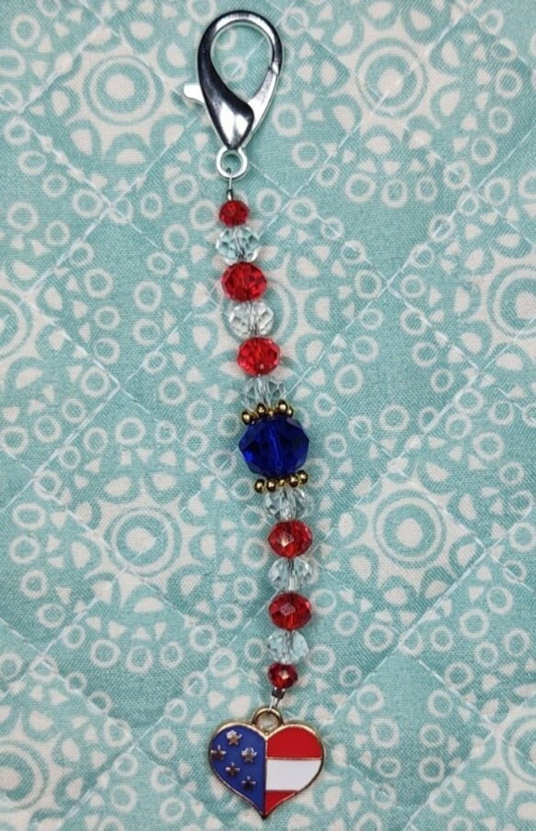 American Flag Heart Patriotic Scissor Fob Fob Stitching - Etsy