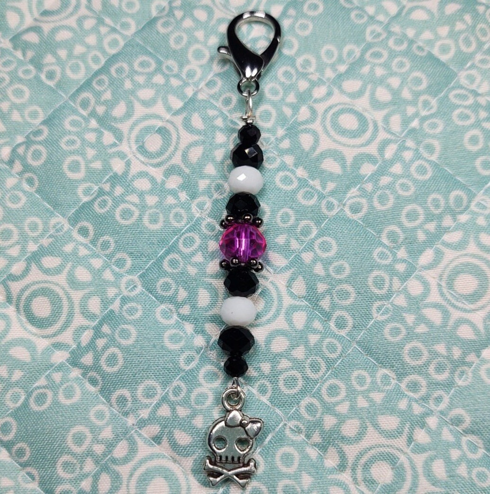 Skull Bow Halloween Zipper Pull Project Bag Fob Scissor | Etsy