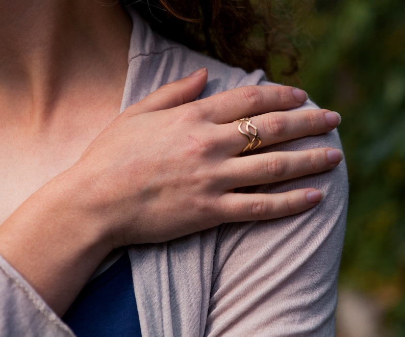 Ocean Wave Ring Wave Ring Abstract Ring Gold Plated - Etsy