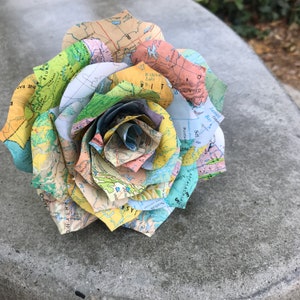 Map Paper Rose - Paper Flower - Etsy
