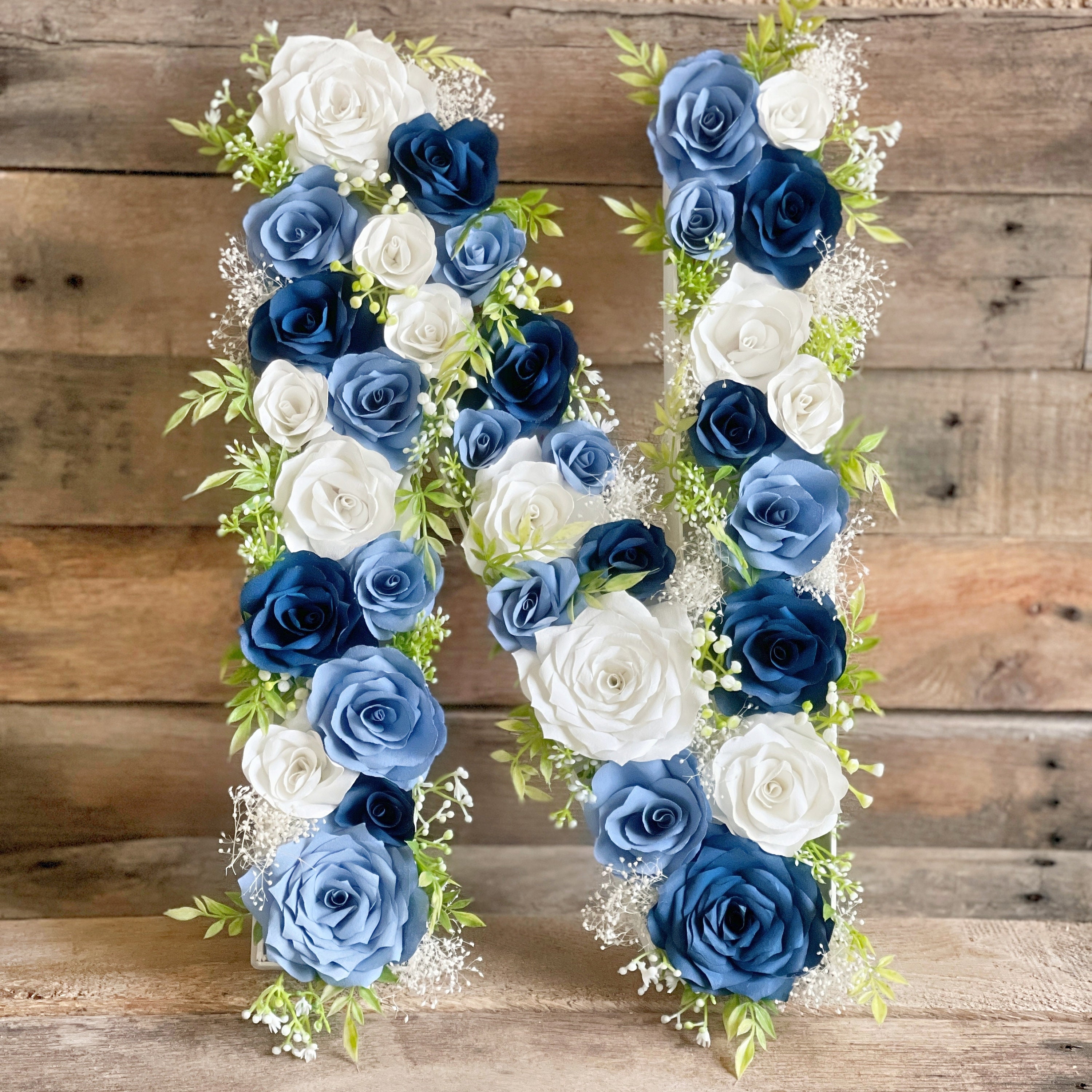 Navy & Dust Blue Paper Flower Letter, Wedding Initial, Nursery Decor in ...