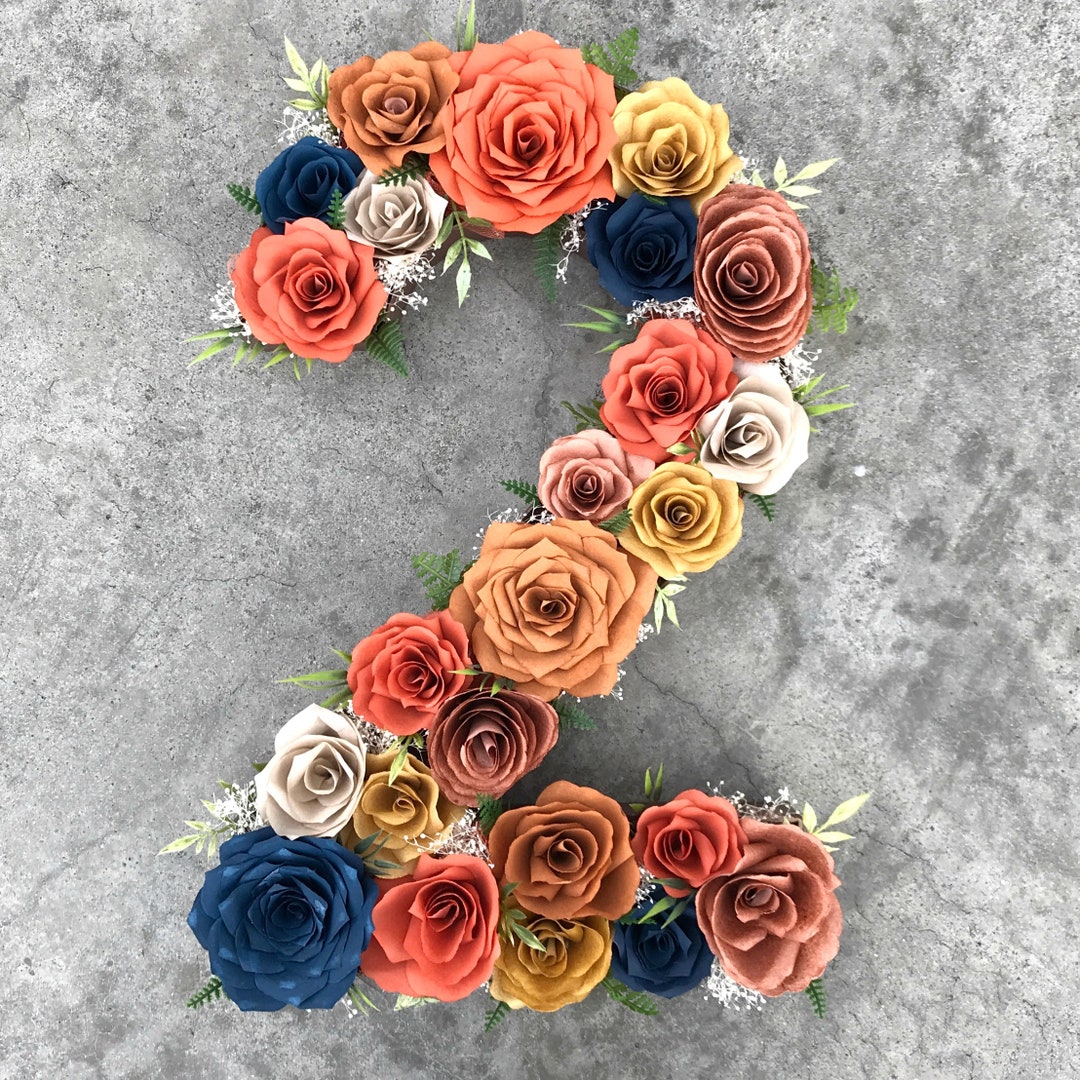 Paper Flower Letter or Number Shown in Fall Colors - Customizable ...