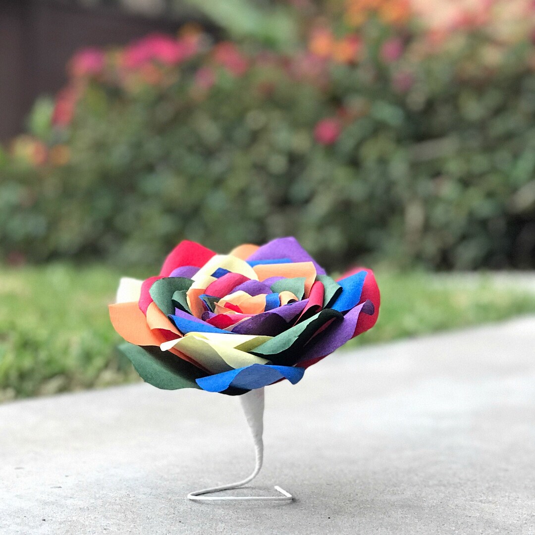 Rainbow Rose - Paper Flower - Etsy