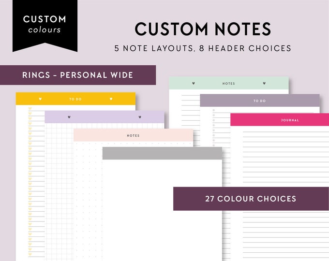 Personal Wide Rings Printable Notes and to Do Pages, Inserts, Printable ...