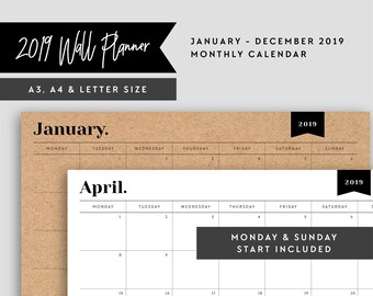 Monthly wall planner | Etsy
