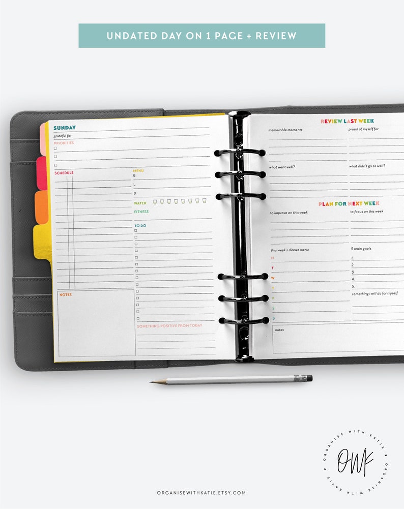 A5 Undated Daily Planner Printable Day on 1 Page Diary - Etsy