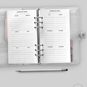 Personal Important Dates Year Overview Year Calendar - Etsy