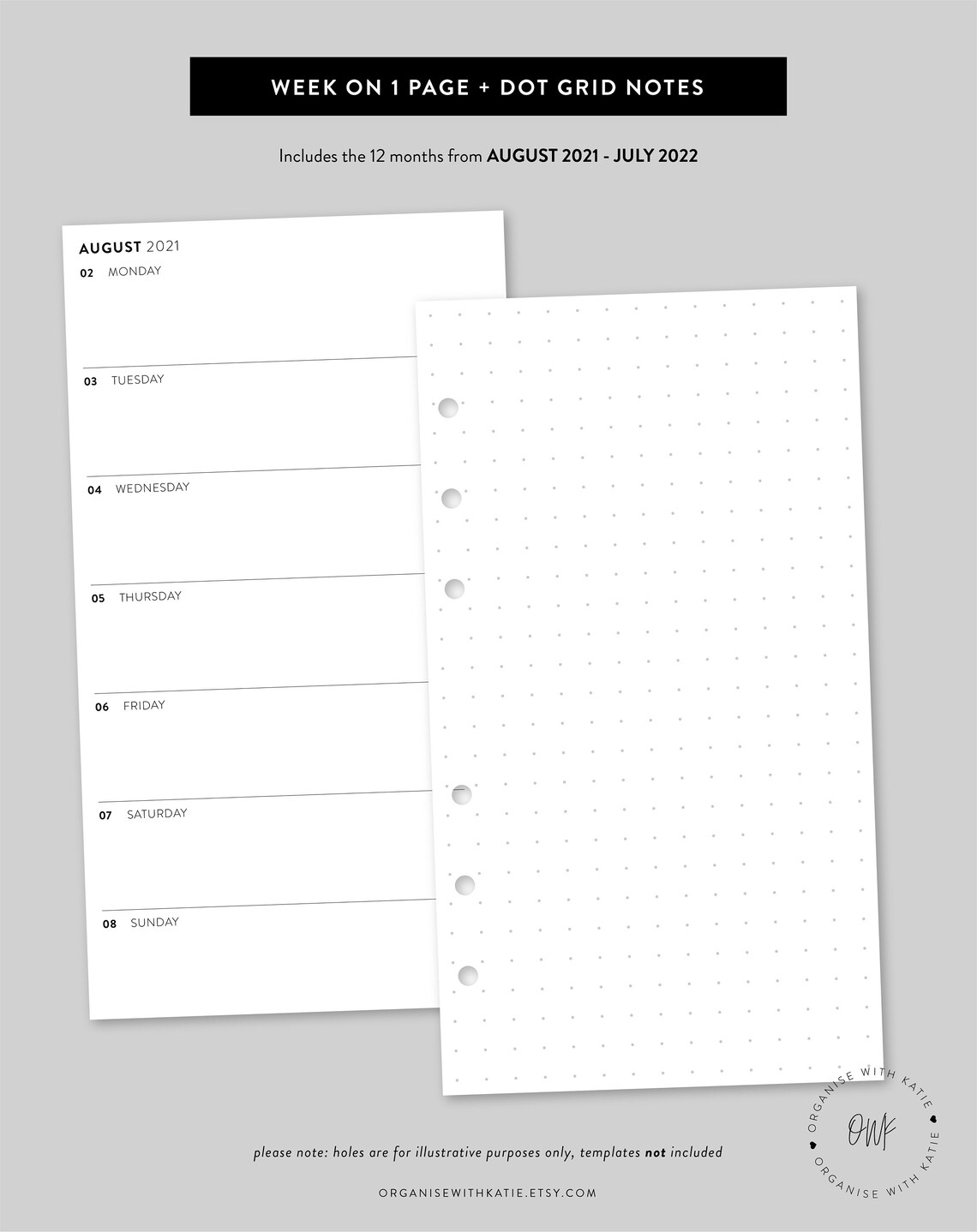 Personal 2021-2022 Weekly Planner Printable Horizontal Week - Etsy UK