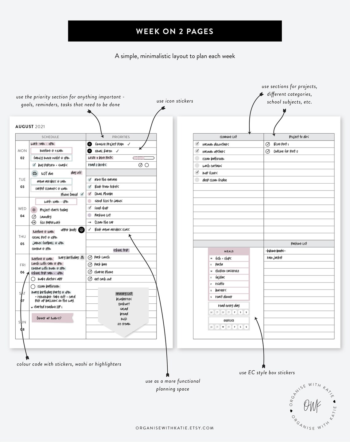 A5 2021-2022 Weekly Planner Printable Time Management Week on | Etsy UK
