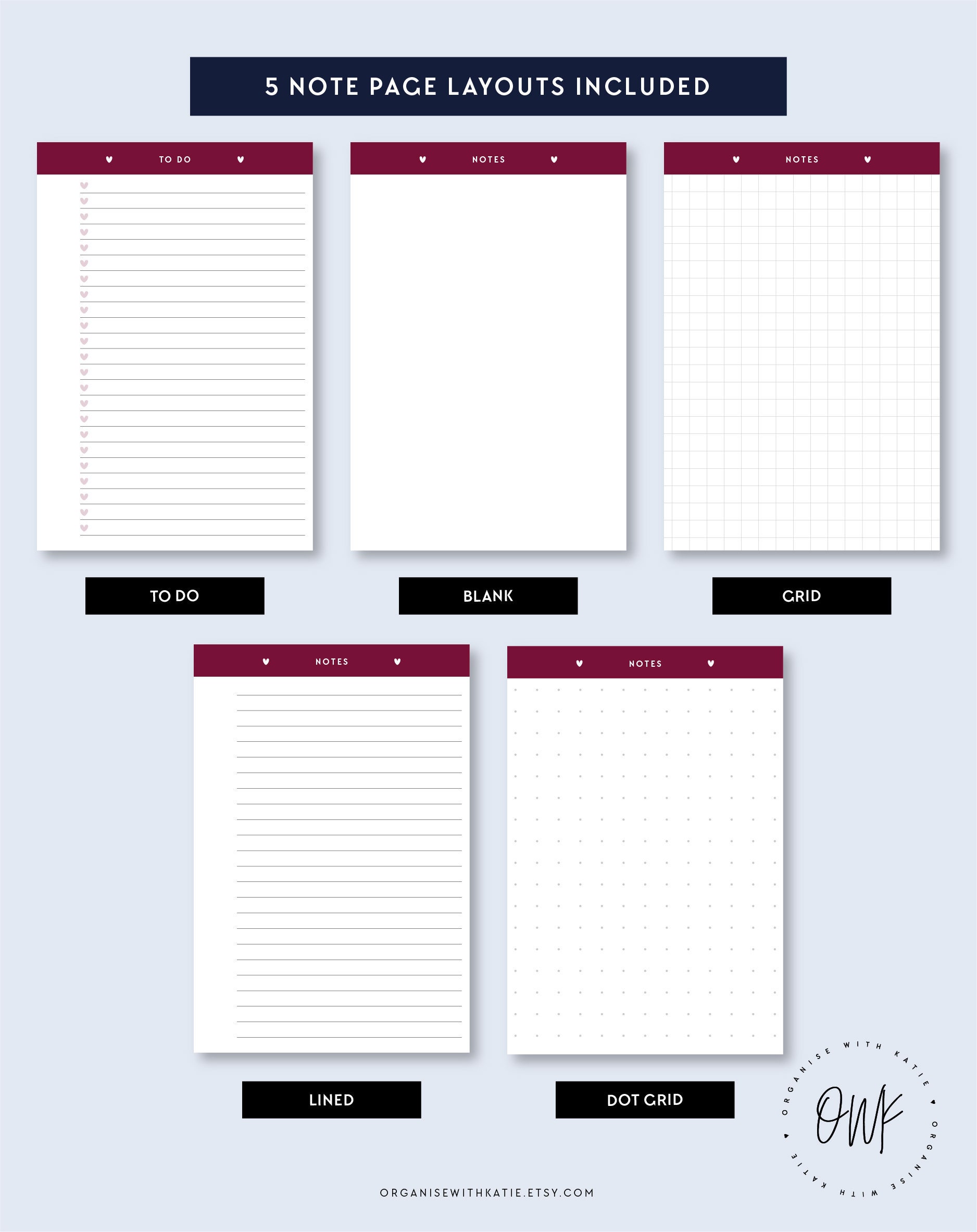 Pocket Printable Notes and to Do Pages Filofax Inserts - Etsy UK
