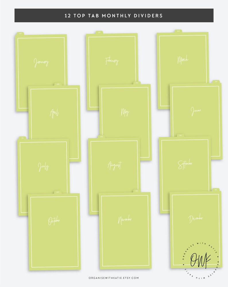 CUSTOM Printable Month Dividers for A5 Personal Half-size - Etsy UK
