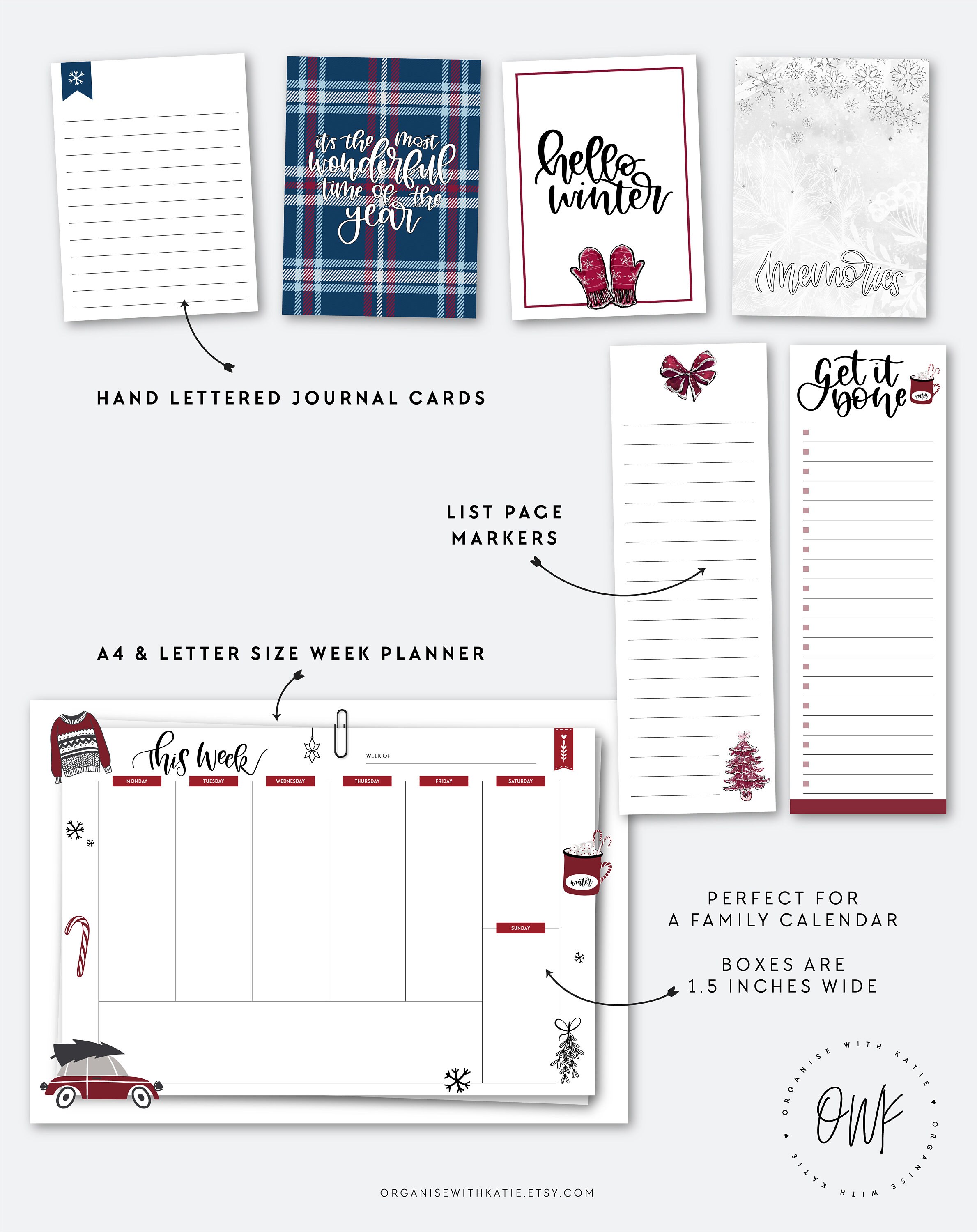 Paper & Party Supplies Printable Planner Inserts Week Planner Dashboard ...