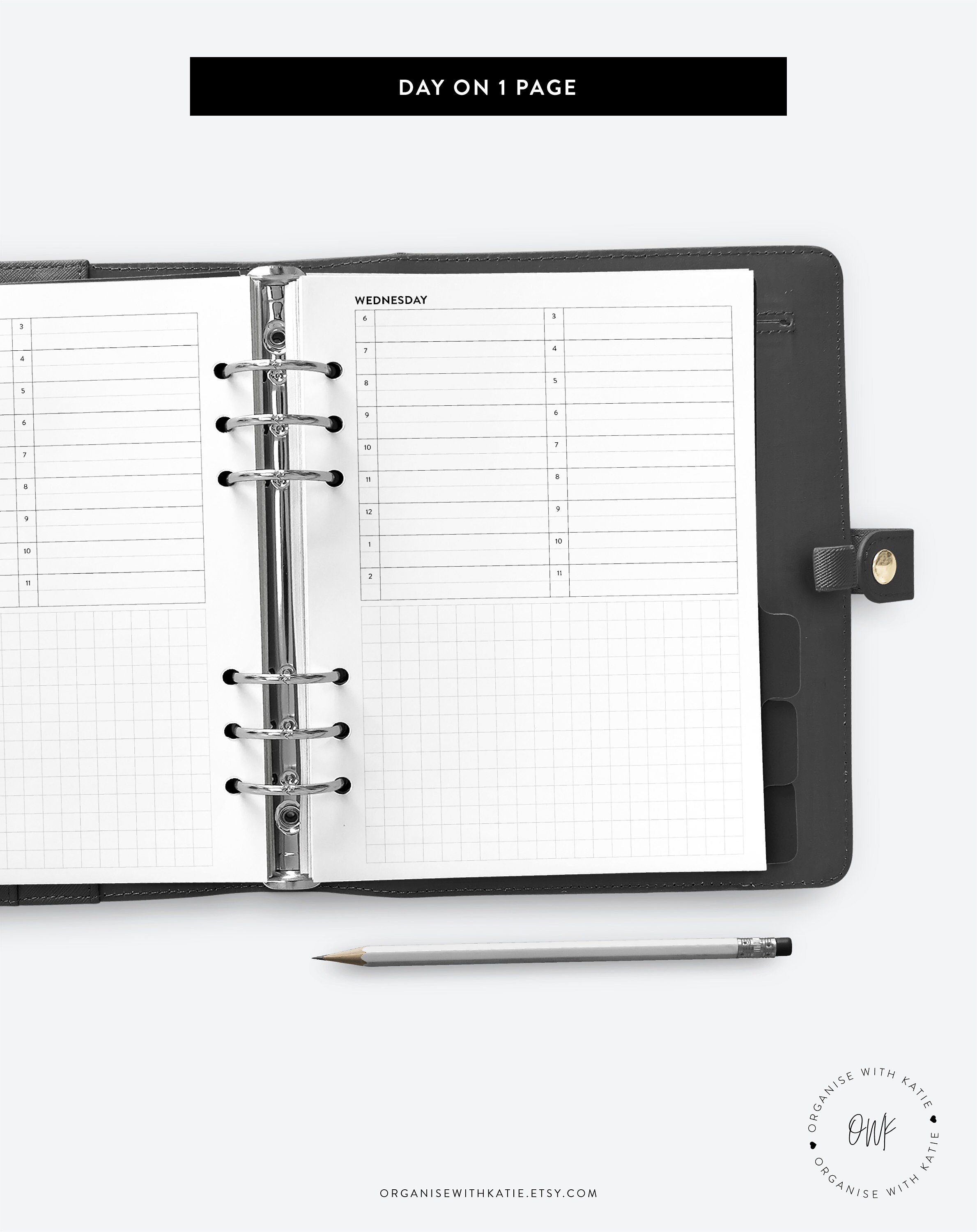 Calendars & Planners Day Planner Timed Schedule Undated Day On 2 Pages ...