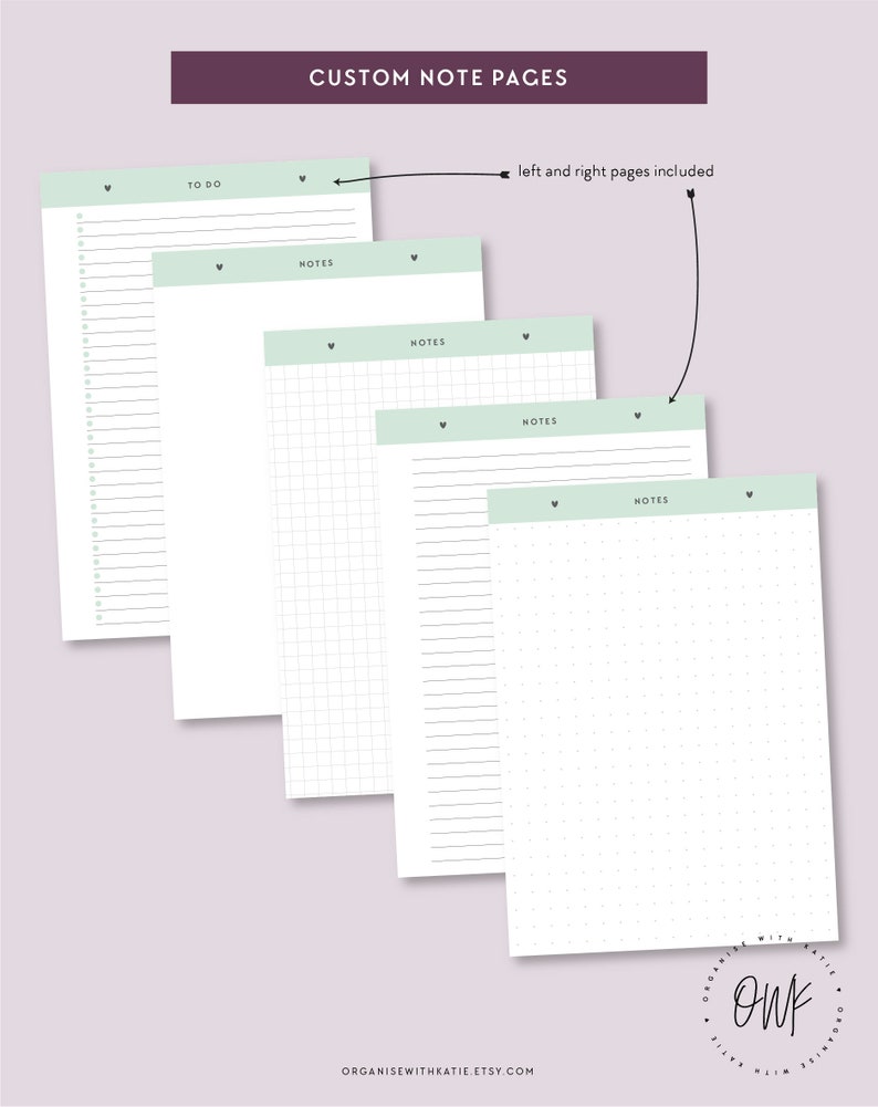 Personal Wide Rings Printable Notes and to Do Pages Inserts - Etsy