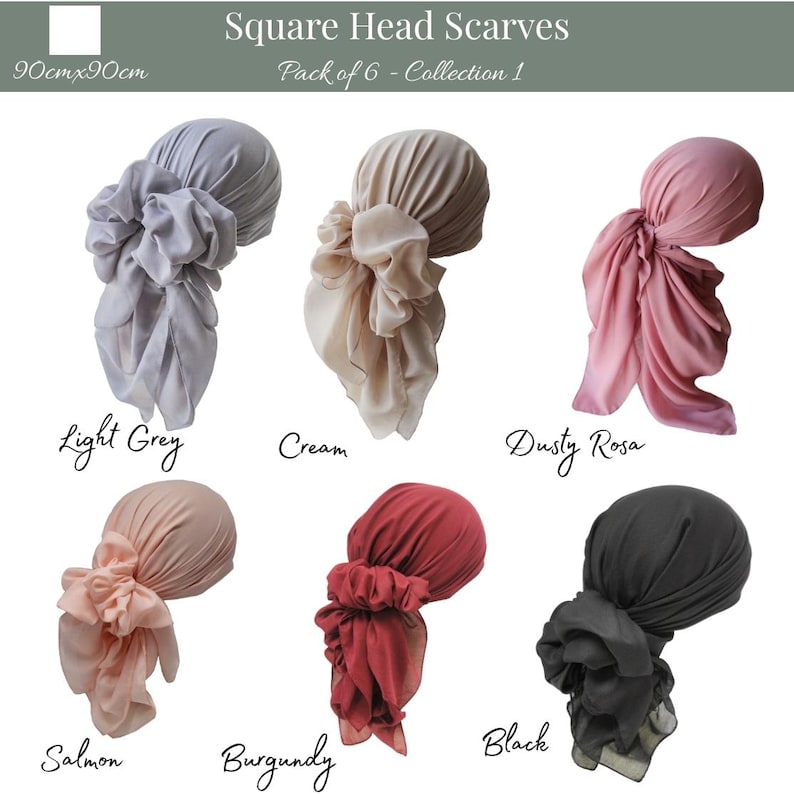 6pc Everyday Square Head Scarves for Women, Chemo Head Scarves - Etsy