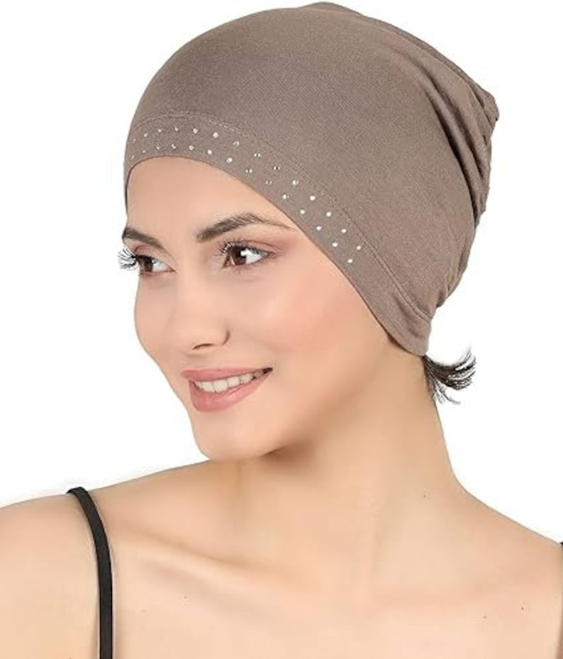 Deresina Women Bamboo Plain or Jewelled Front Cap for Hair Loss, Chemo ...