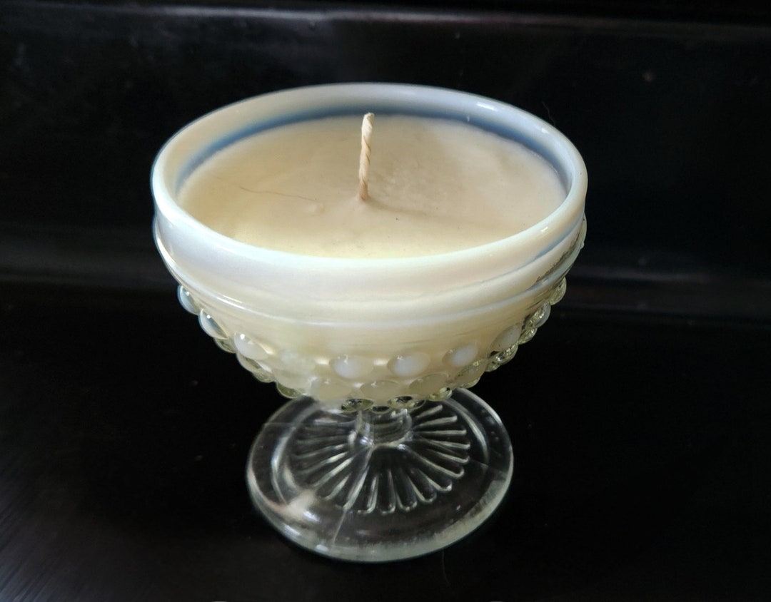 Candle Wash Day Linen & Denim in Vintage Moonstone Hobnail Pedestal Cup ...