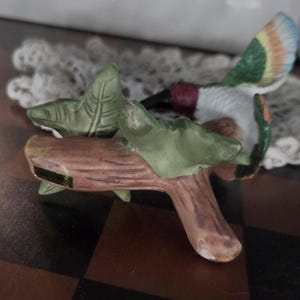 Hummingbird Figurine Vintage Ceramic Hummer W White Flower Bird Art ...