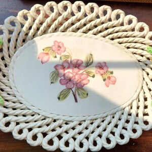 Platter Large Serving Plate Antique Pierced Lattice Dish Applied ...