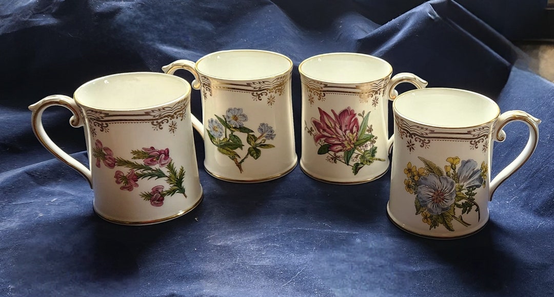 Spode Coffee Cup Set of 4 Rare Vintage Stafford Gold Gilded Bone China ...