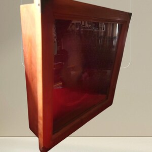 Wall Plate Display Shadowbox Cabinet Cherry Wood Brass Country Home ...