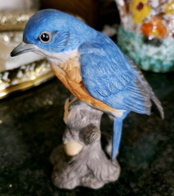 Boehm Bird Figurine Vintage Blue Bird Bisque Porcelain Home - Etsy