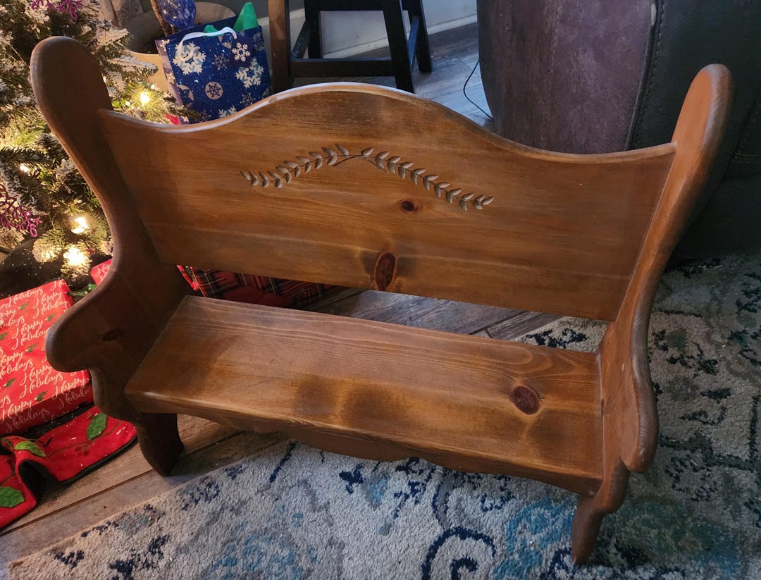 Doll Bench Handmade Wooden Stool Vintage Natural Wood Child Seat Home ...