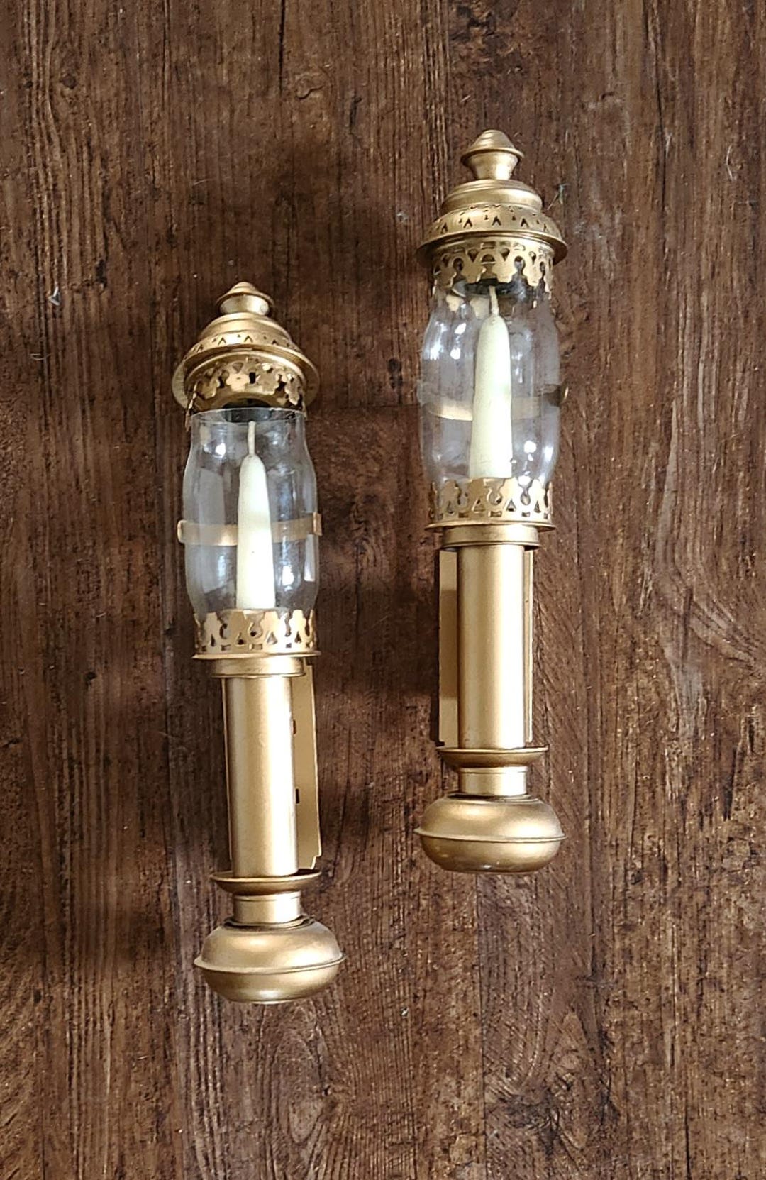Railroad Car Lamp Set Vintage Metal Wall Hanging Sconces Candle Holders ...