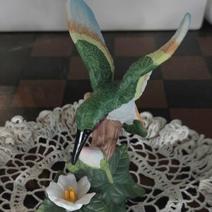 Hummingbird Figurine Vintage Ceramic Hummer W White Flower Bird Art ...
