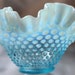Hobnail Fenton Blue Opalescent Hobnail Glass Bowl Large Vintage Ruffled ...