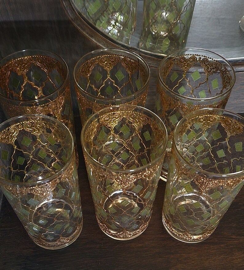 Culver Glass Set of 6 Vintage Valencia 12 Oz Glasses 22k Gold - Etsy
