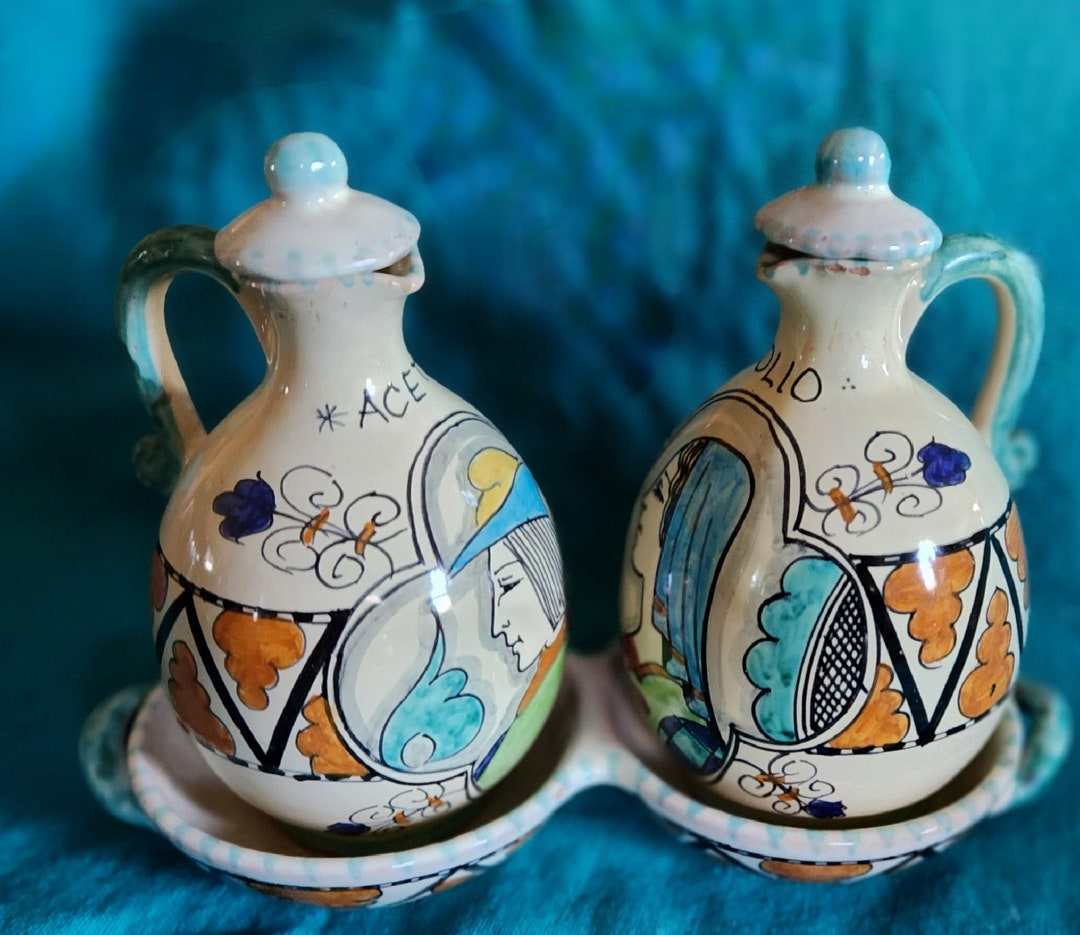 Italian Cruet Set Vintage Handpainted Italian Pottery Cecconi Orvieto ...