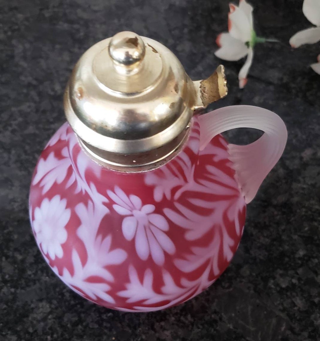 Fenton Molasses Pitcher Rare Vintage Satin Cranberry Glass Daisy and ...