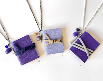 Miniature Journal Pendant, One (1) Book Necklace, Librarian Gift, Book ...