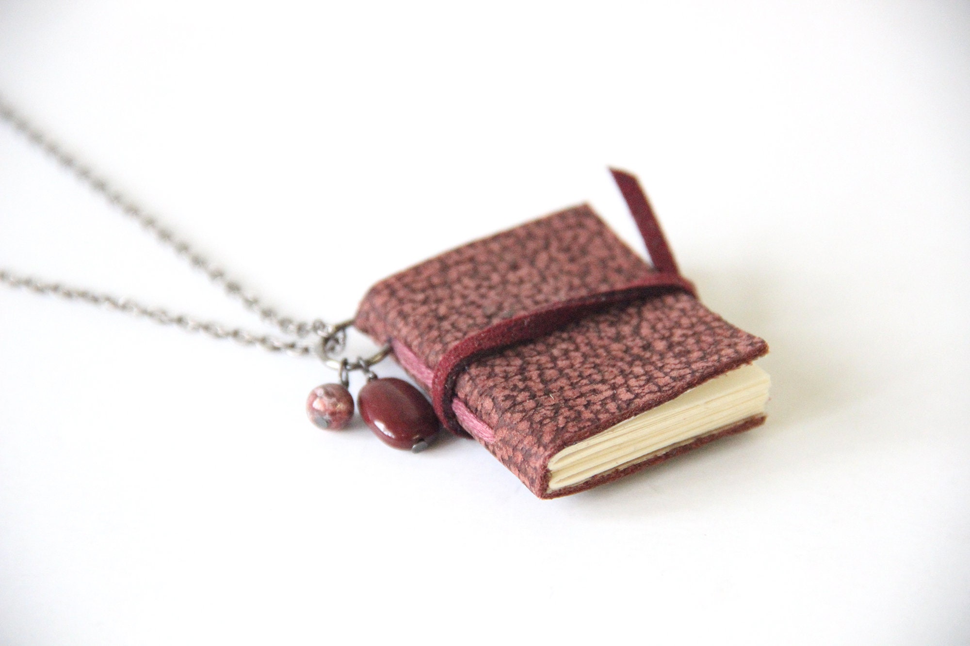 Miniature Journal Pendant, One 1 Book Necklace, Librarian Gift, Book ...