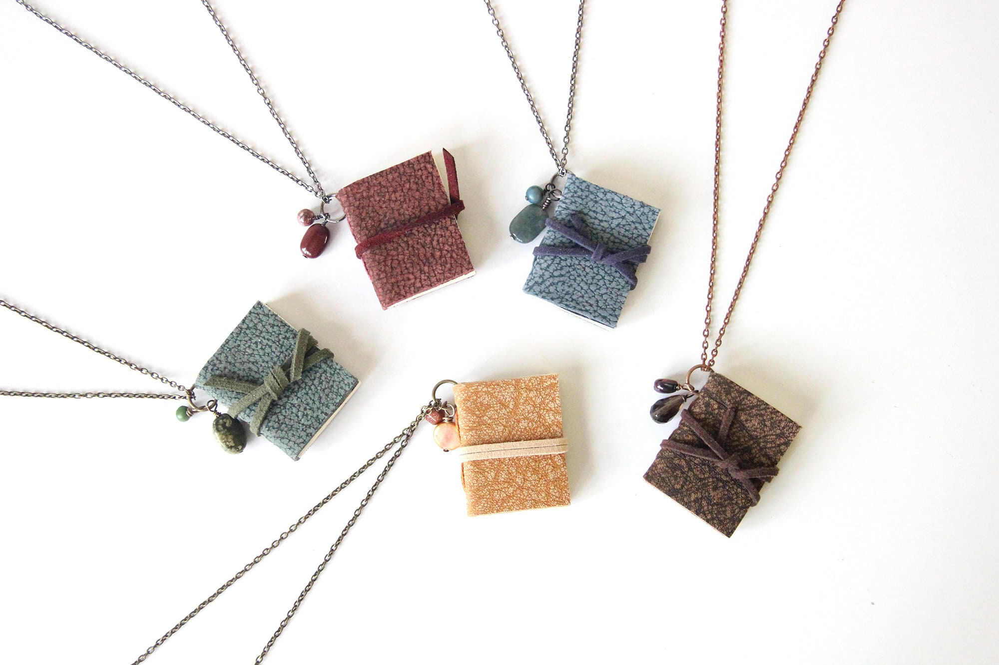 Miniature Journal Pendant, One 1 Book Necklace, Librarian Gift, Book ...