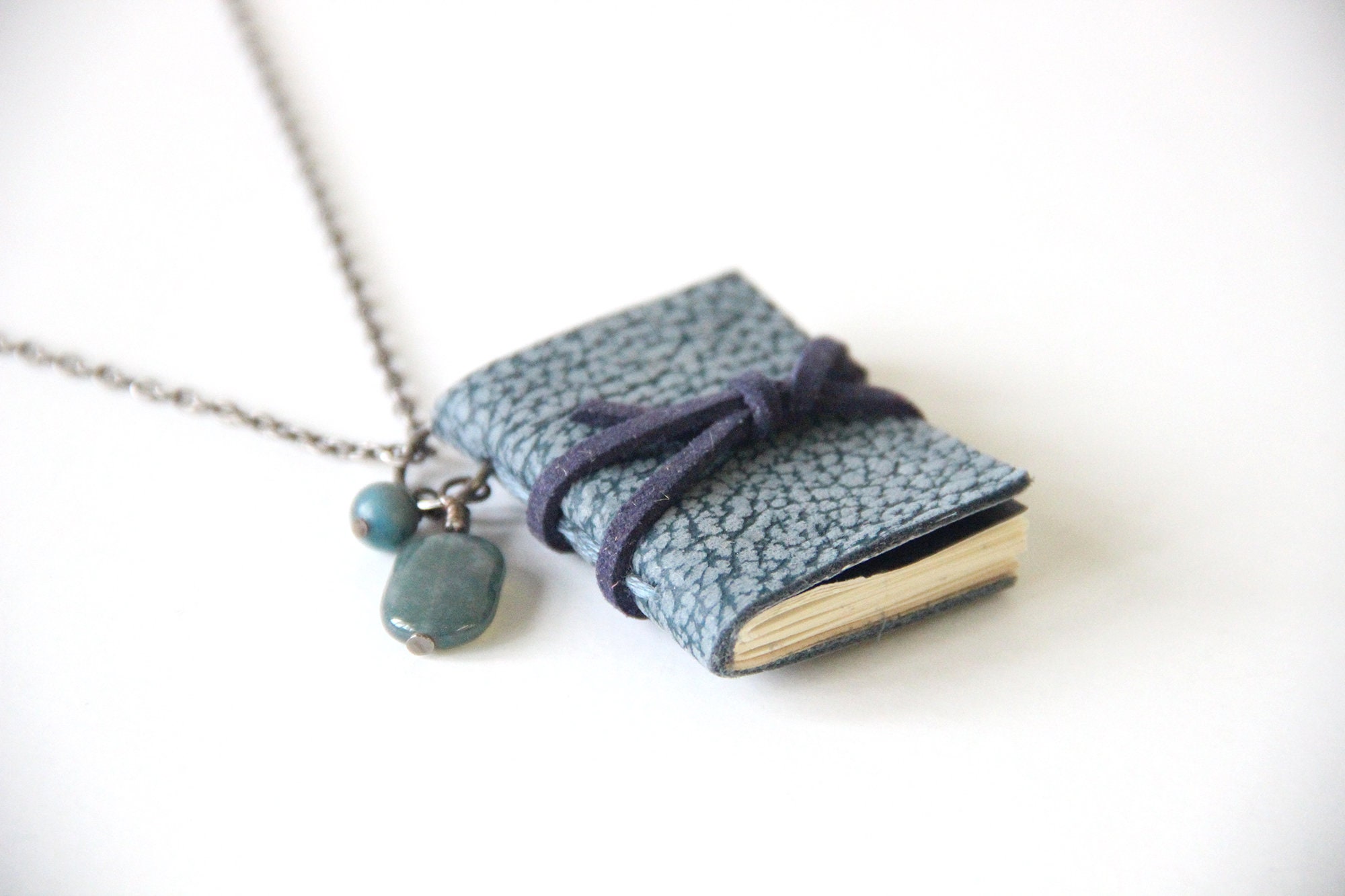 Miniature Journal Pendant, One 1 Book Necklace, Librarian Gift, Book ...