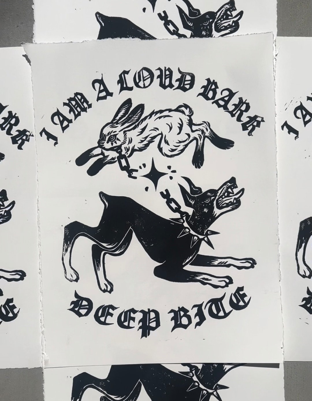 Loud Bark Deep Bite Lino Print - Etsy