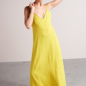 Linen Maxi Summer Slip Dress ELONA, Long Strap Dress, Sundress ...