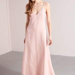 Linen Maxi Summer Slip Dress ELONA, Long Strap Dress, Sundress ...