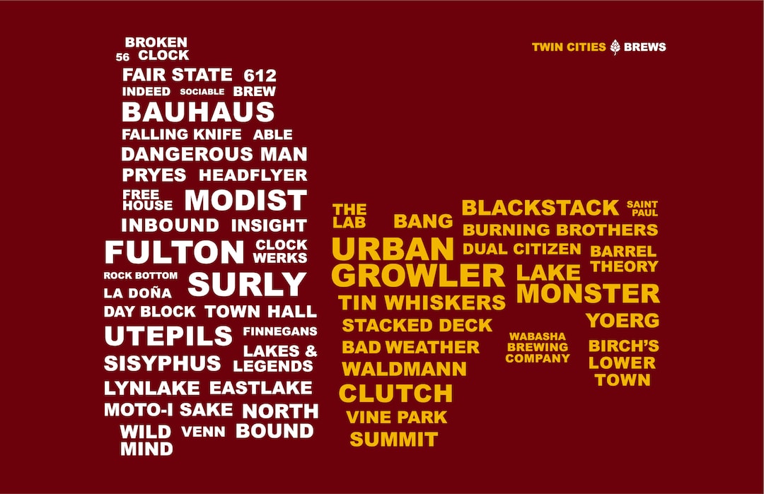 Scratch off Twin Cities Brews Map, List of Minneapolis and Saint Paul ...