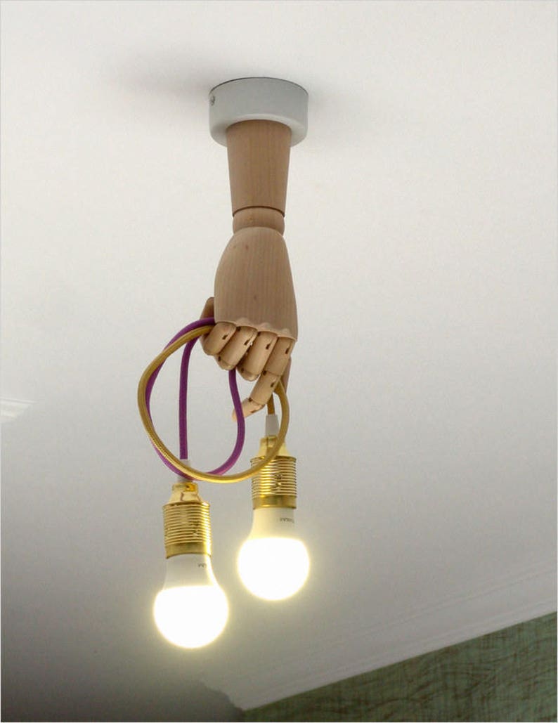 Ceiling Wooden Lighting, Transformer Lamp, Wooden Hand Fixture. Body ...