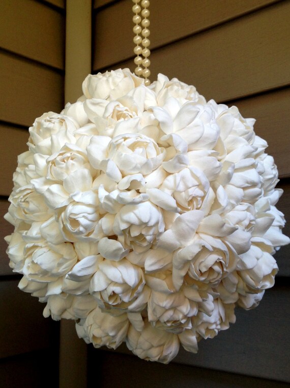 Items similar to Handmade Clay Gardenia Pomander (ball of flowers) on Etsy