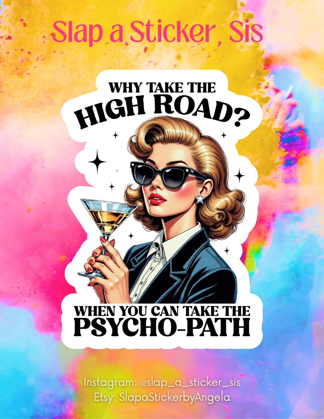 Funny Retro "psycho-path" Sticker - Glamorous Woman With Martini - Etsy
