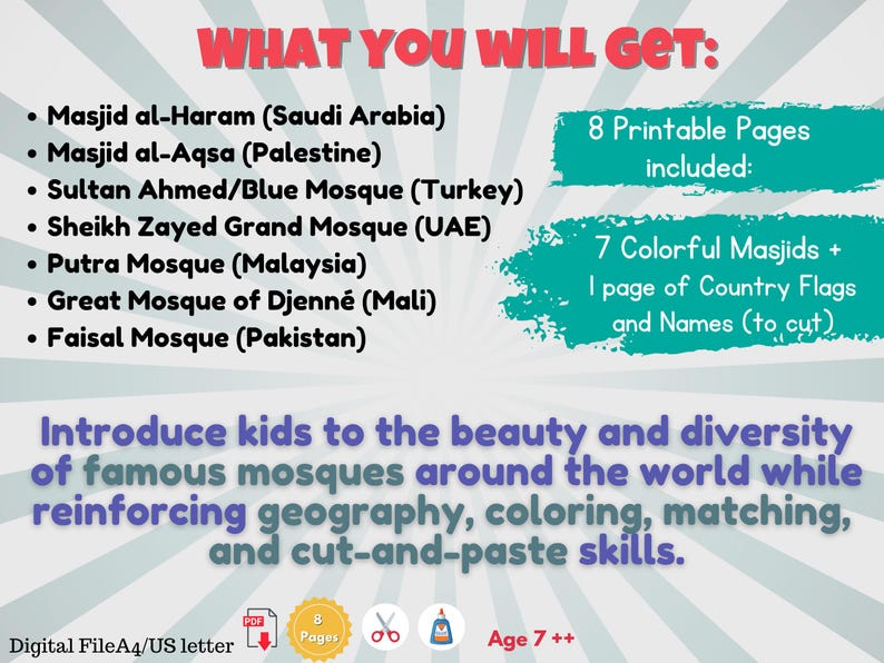 Masjid Cut and Paste Activity: Islamic Homeschool Printable (ages 7 ...