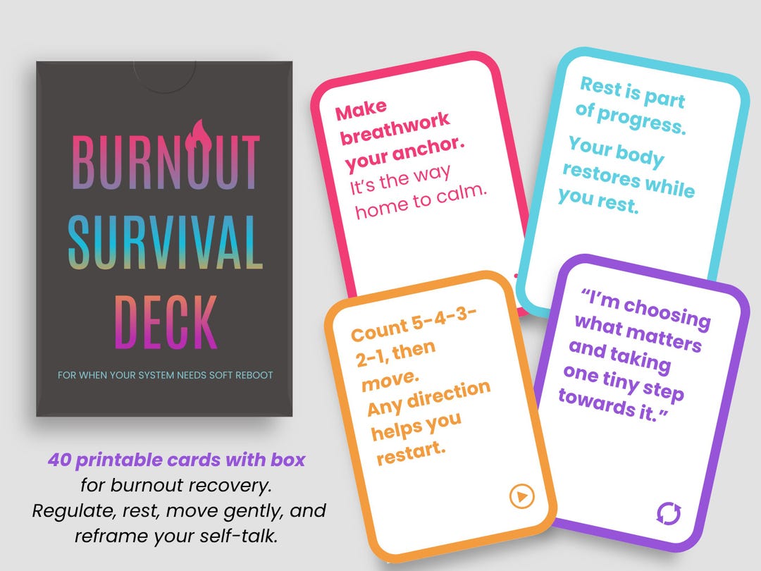 Burnout Recovery Printable Cards | Mindfulness & Self-care Deck ...