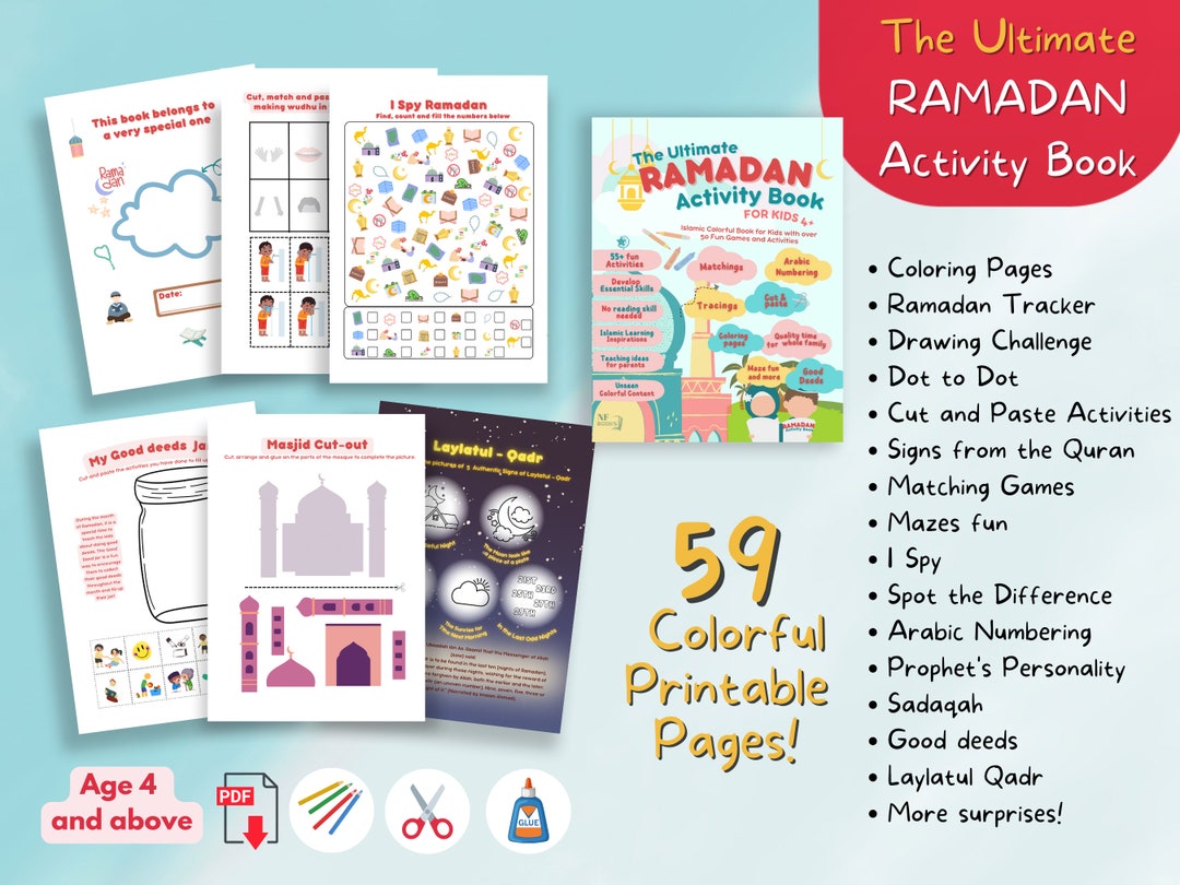 Ramadan Activity Book for Kids: Colorful Mazes, Matching, & More ...